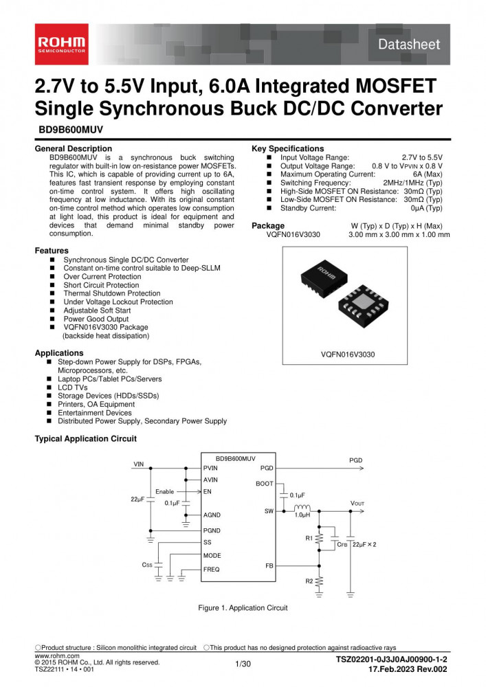 BD9B600MUV-E2 document page 1