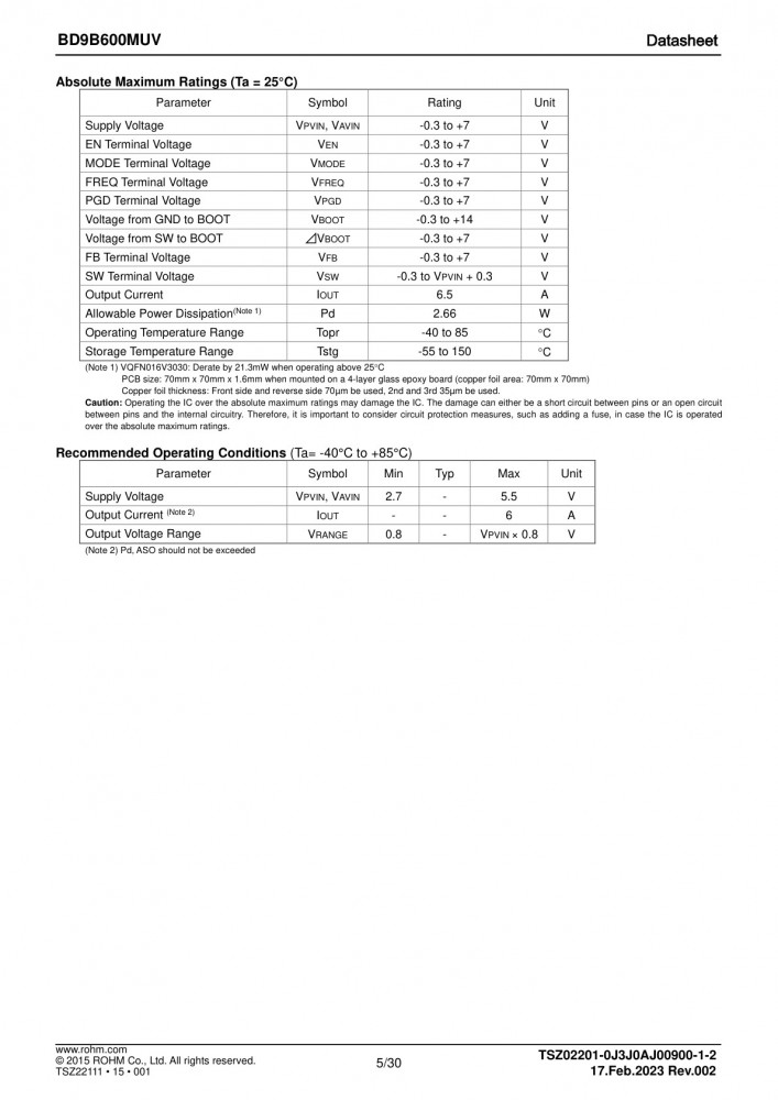 BD9B600MUV-E2 document page 5