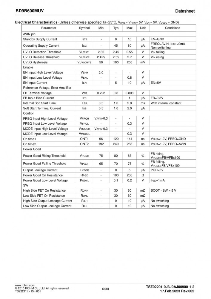BD9B600MUV-E2 document page 6