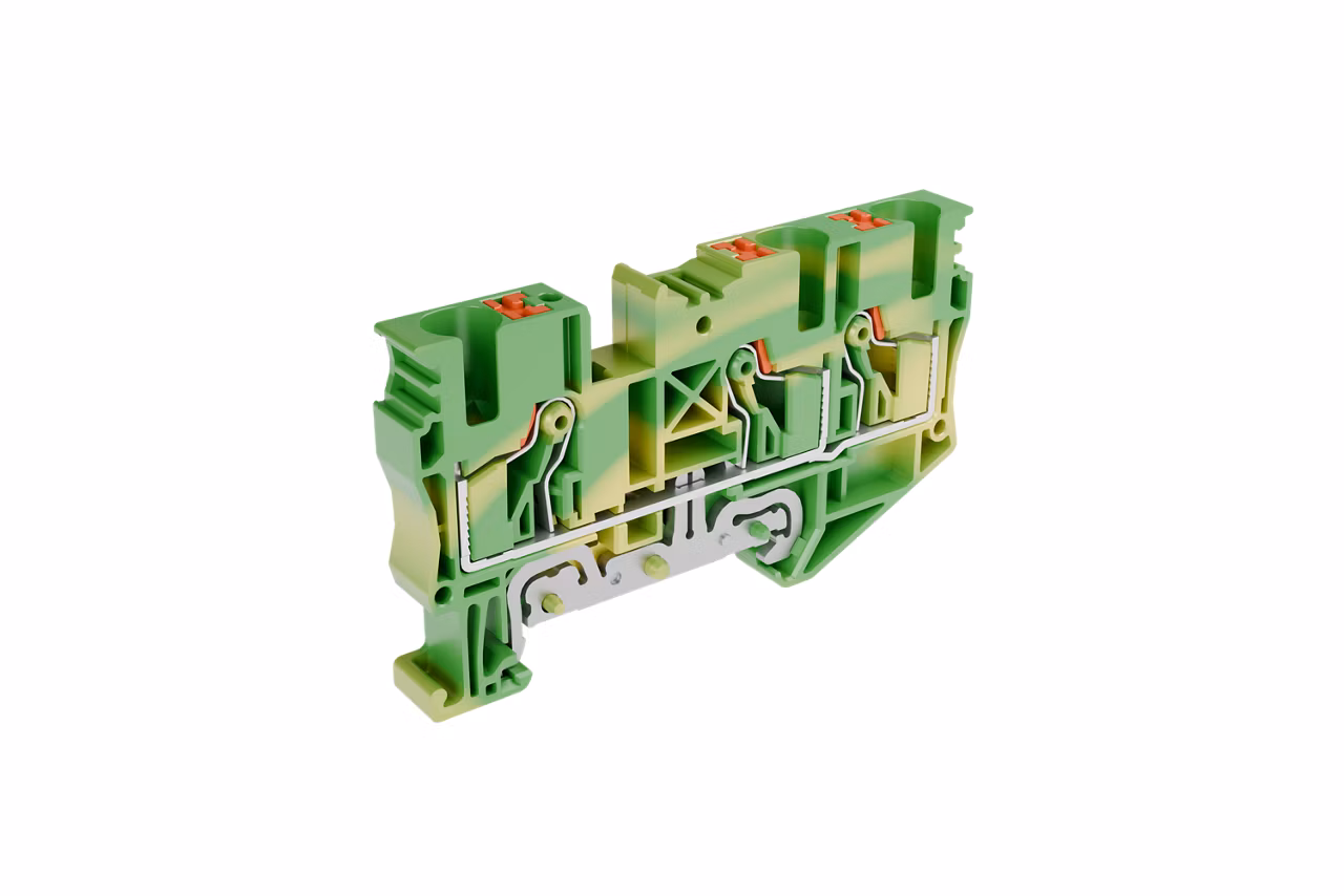 Single Level Grounding Terminal Block, Push-in Design, 8.00mm Width, 600V for sale