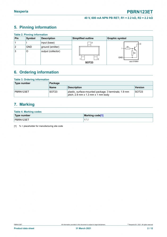 PBRN123ET datasheet page 2