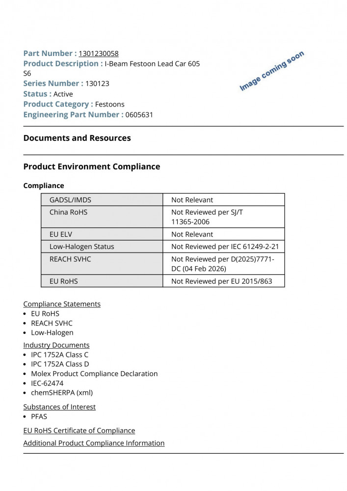 Technical document visual for MOLEX 1301230058, page 1