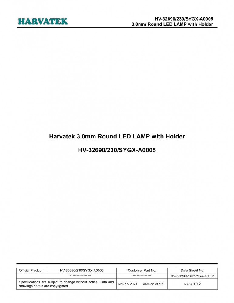 HV-32690/230/SYGX-A0005 datasheet page 1