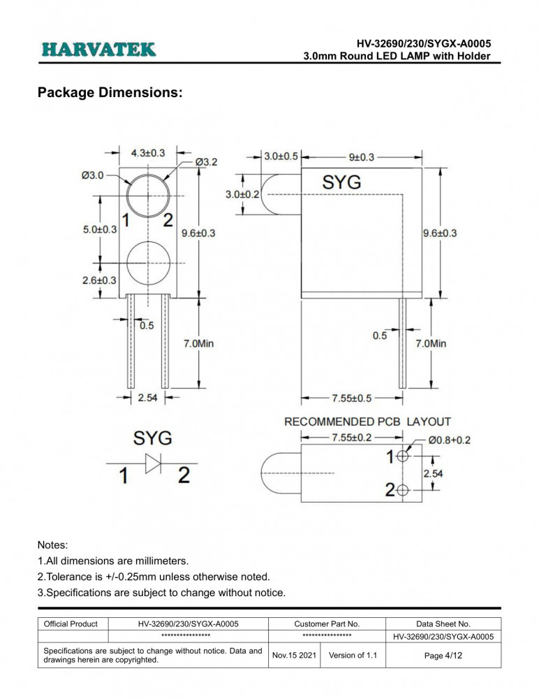 HV-32690/230/SYGX-A0005 datasheet page 4