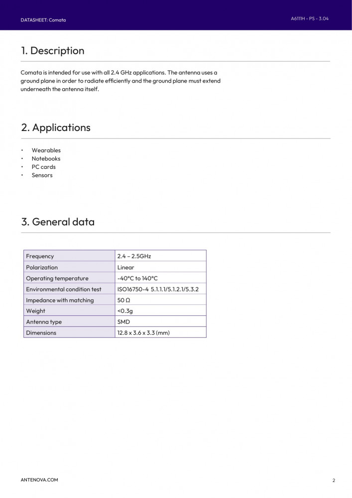Comata A6111H datasheet page 2