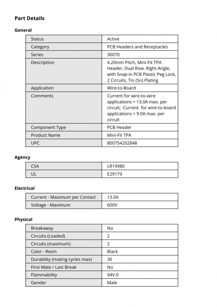 MOLEX Mini-Fit Plus HCS specification page 2