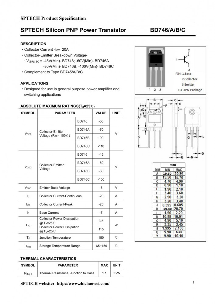 SPTECH BD746 datasheet page 1