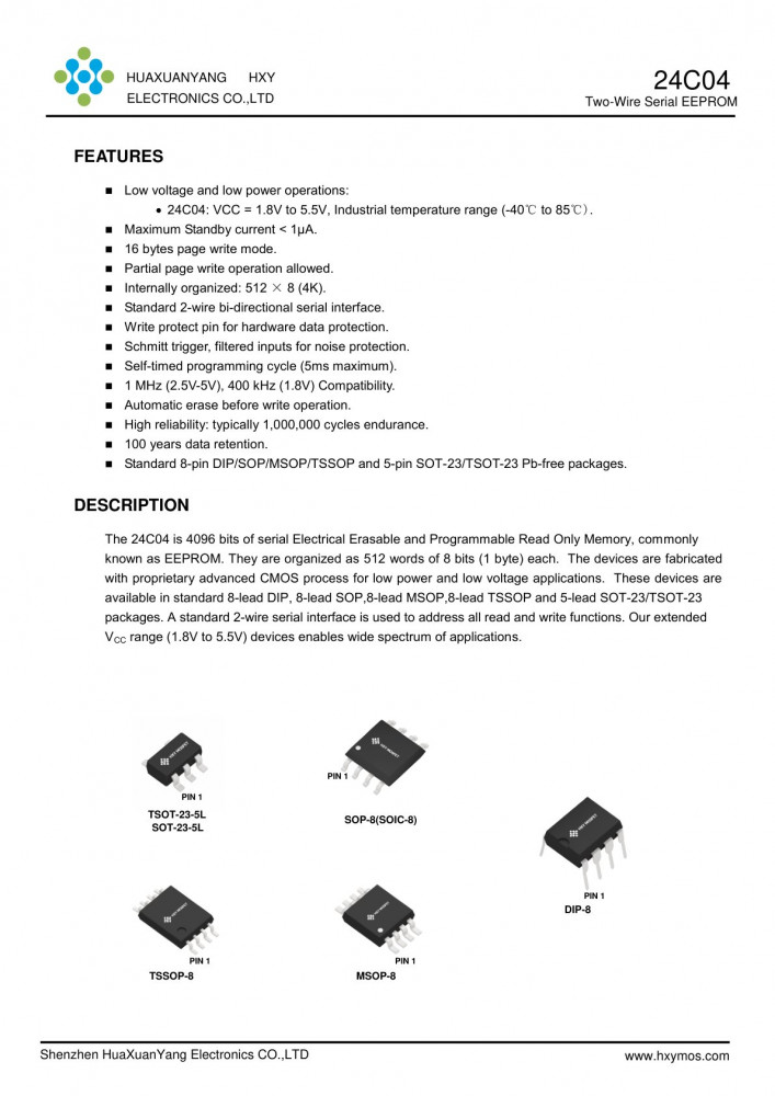 24C04-HXY technical document page 1