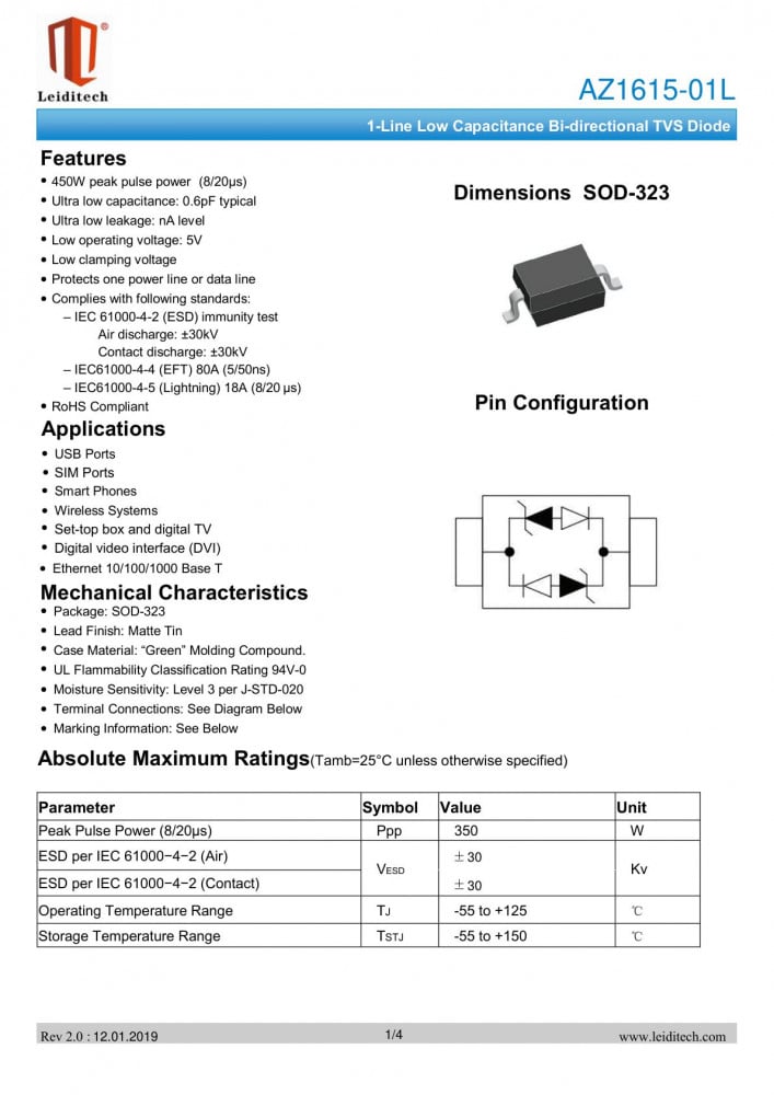 AZ1615-01L datasheet page 1