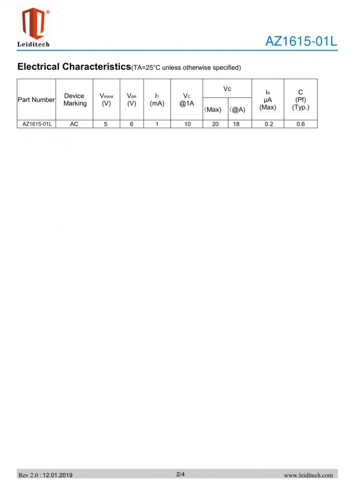 AZ1615-01L datasheet page 2