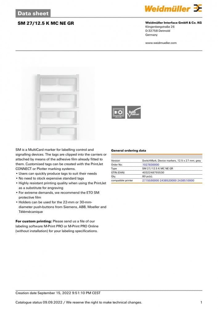 Weidmüller 1027830000 technical document page 1