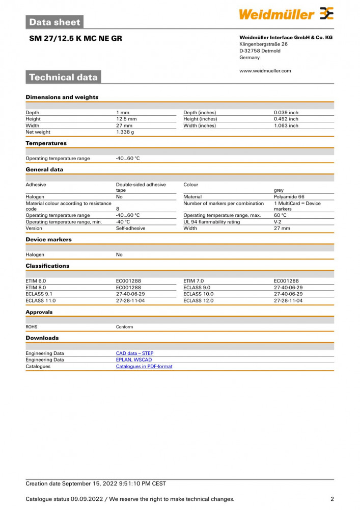 Weidmüller 1027830000 technical document page 2