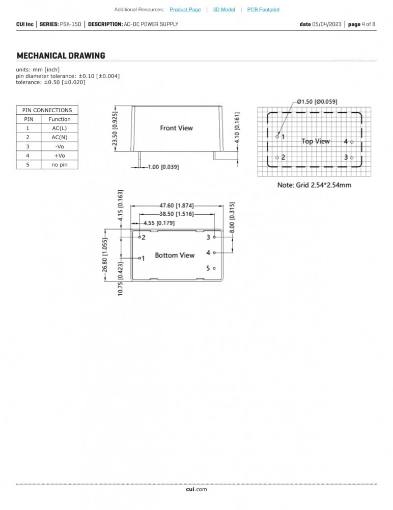 CUI PSK-15D series datasheet page 4