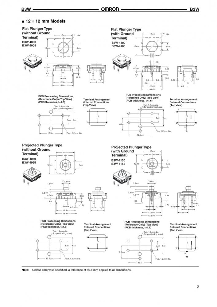 OMRON B3W series datasheet page 5