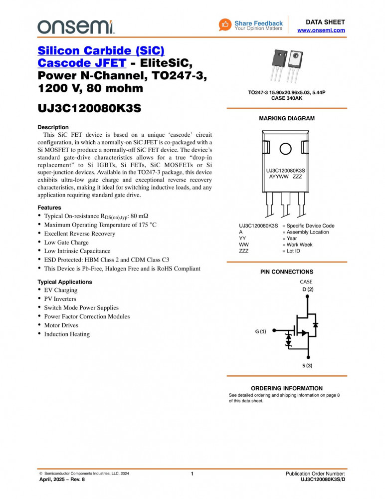 UJ3C120080K3S datasheet page 1