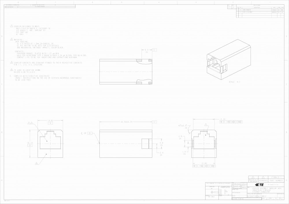 TE Connectivity 1738612-1 technical document preview