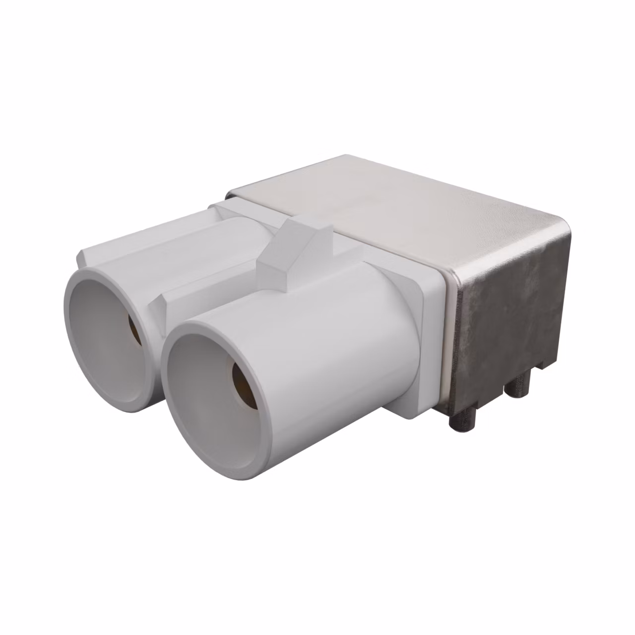 FAKRA Jack, Dual, Right-Angle, PCB Receptacle, Through Hole, Die Cast Body, Tin (Sn) Plated, Keying Code B, Cream White, 50 Ohms for sale
