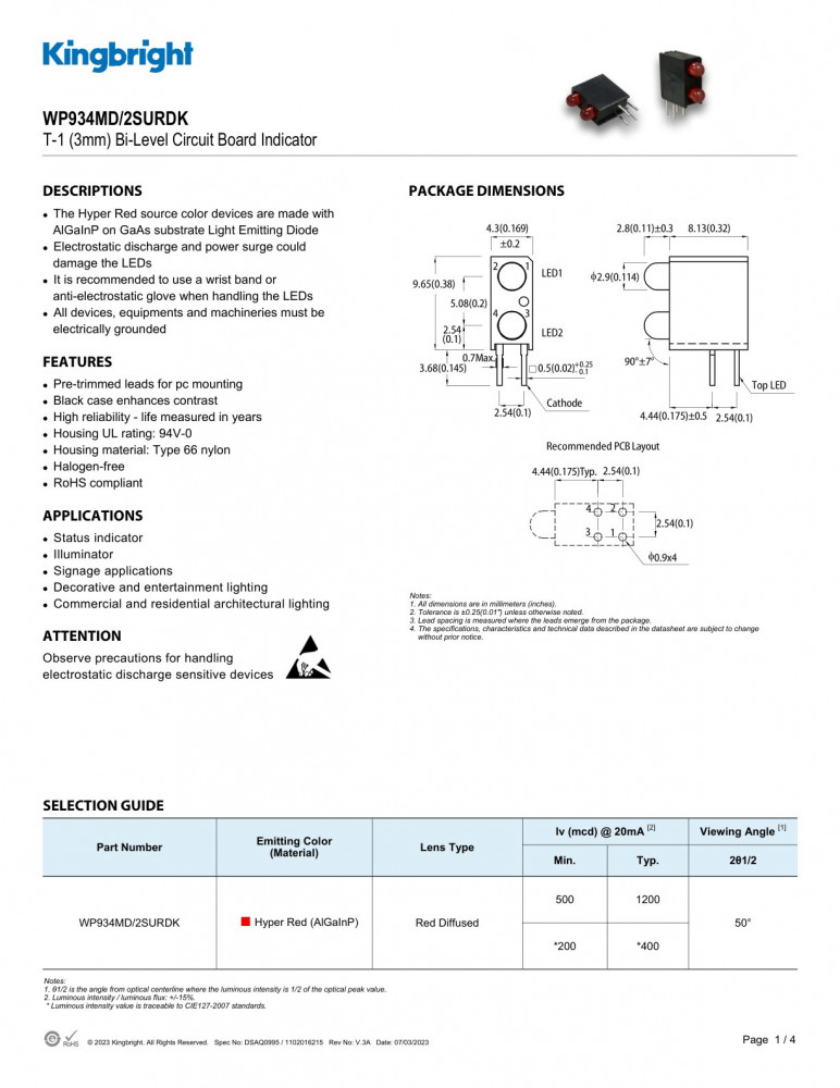 WP934MD/2SURDK datasheet page 1