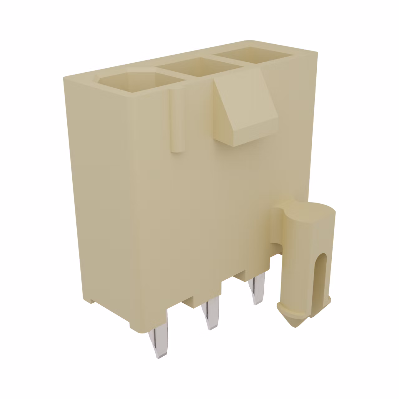 Mini-Fit Jr. Header, 4.20mm Pitch, Single Row, Vertical, 3 Circuits, Nylon 6/6 94V-2, Natural, Matte Tin (Sn) Plating, with Mounting Pegs for sale