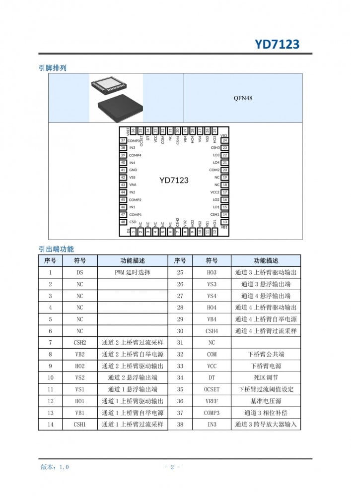 YD7123 datasheet page 2