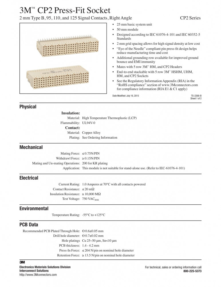 3M CP2-SA110-G1-FJ technical document page 1