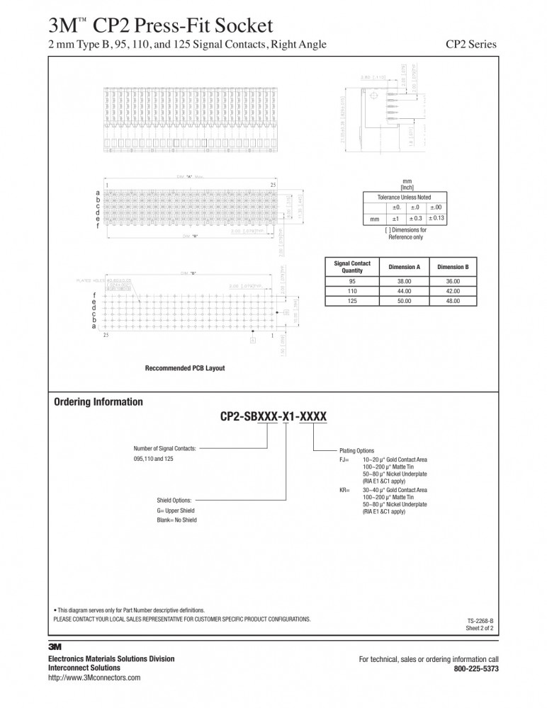 3M CP2-SA110-G1-FJ technical document page 2