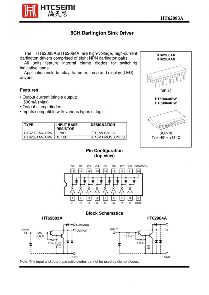 HT62083ARWZ datasheet page 1