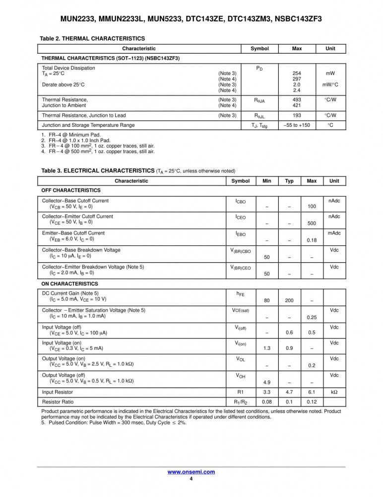 NSVMMUN2233LT3G datasheet page 4