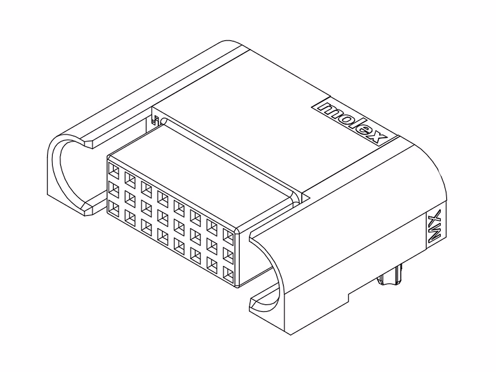 EXTreme Ten60Power Right-Angle Receptacle with Side Guides, 15 Signal Circuits, 7 DC Power Circuits with 3 Voids