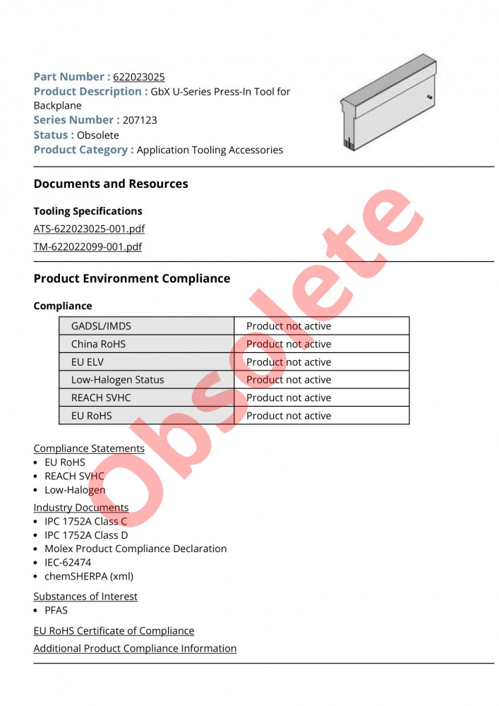 Product technical documentation, page image 1