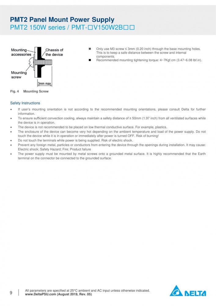 DELTA PMT2 datasheet page 9