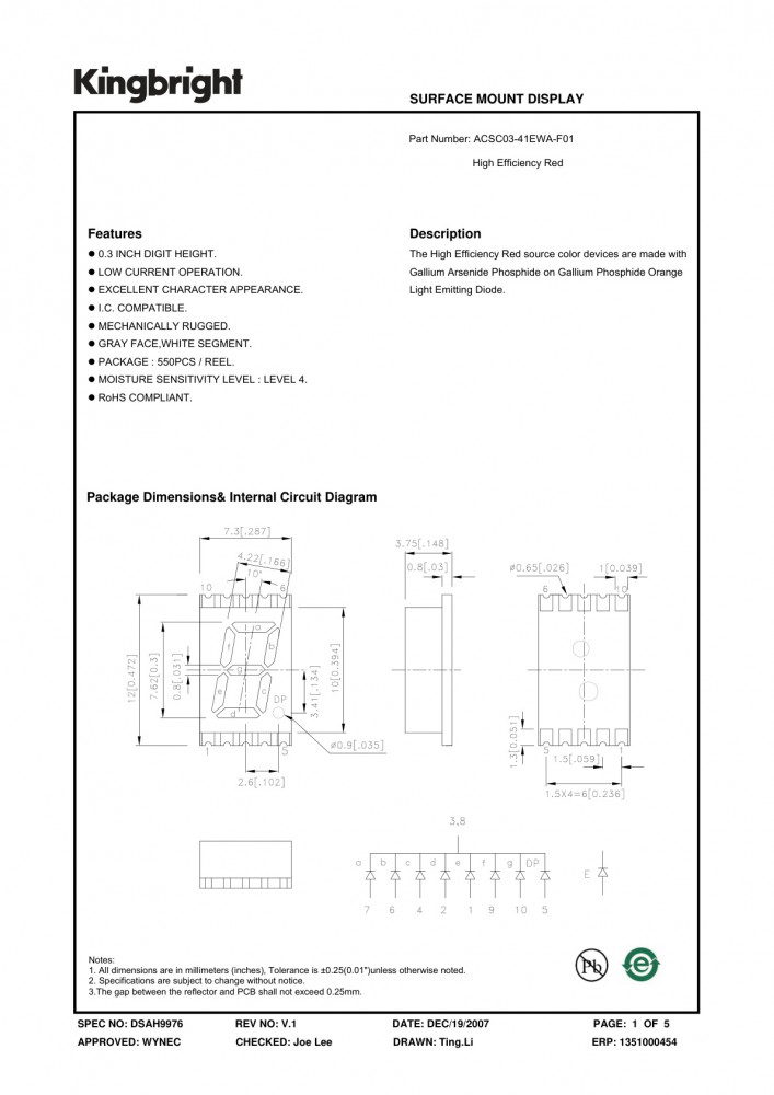 ACSC03-41EWA-F01 datasheet page 1