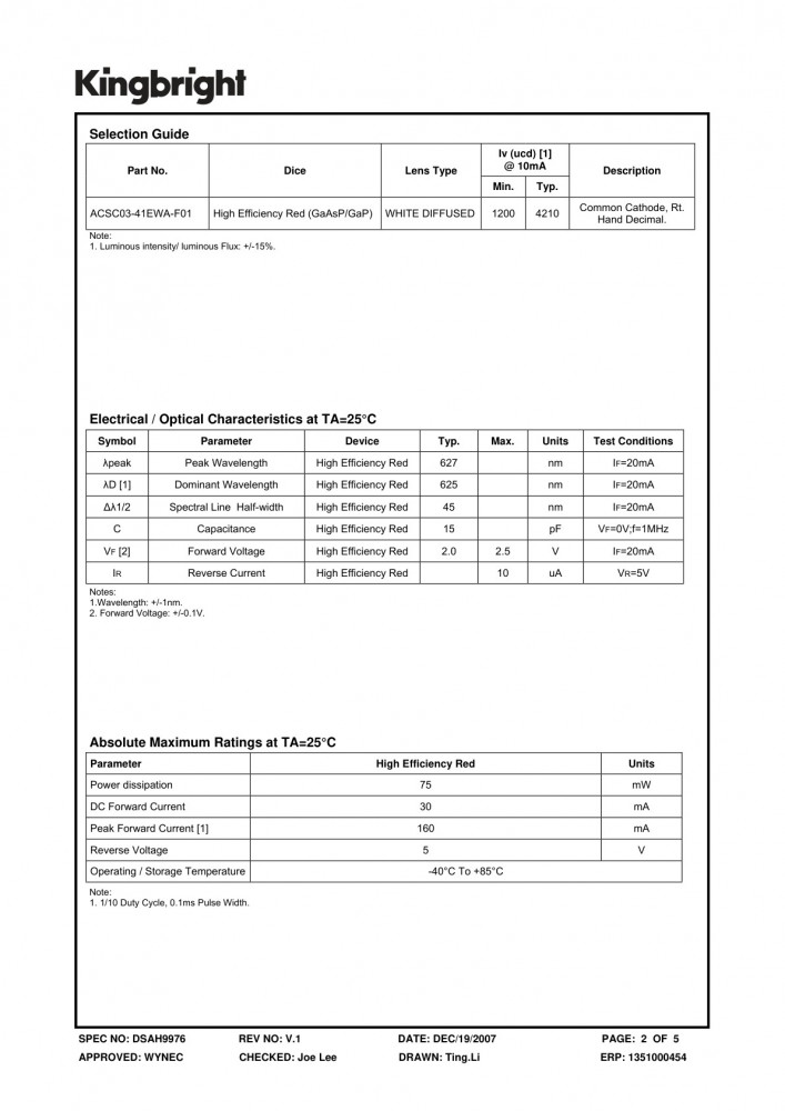 ACSC03-41EWA-F01 datasheet page 2