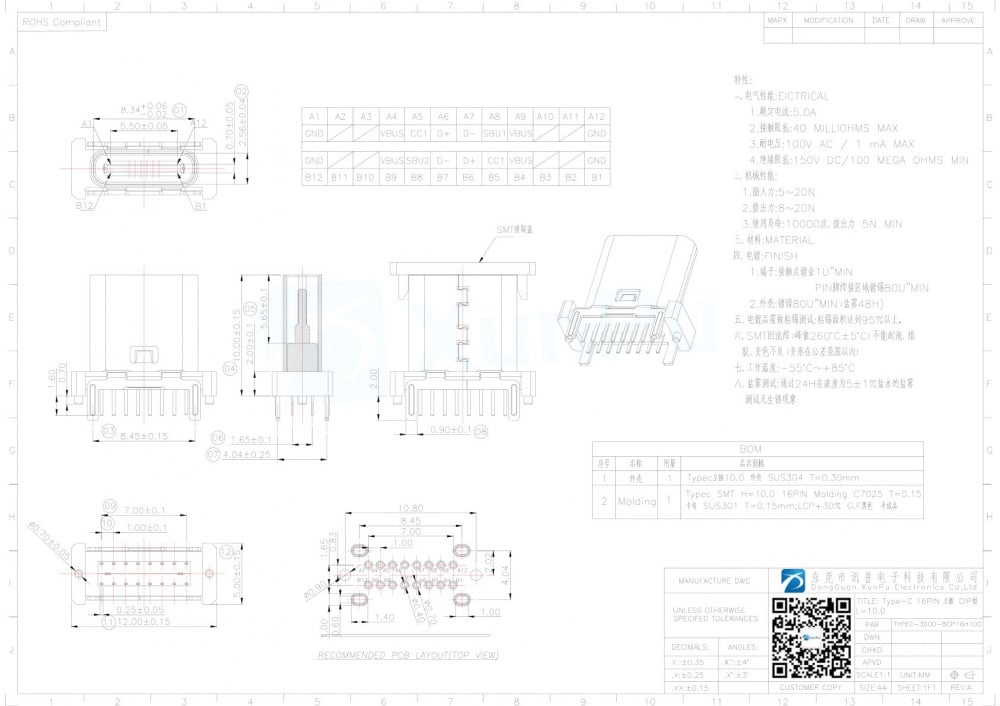 TYPEC-300D-BCP16H100 technical drawing page 1