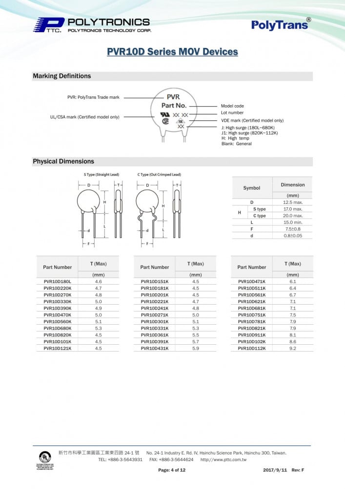 PVR10D datasheet page 4