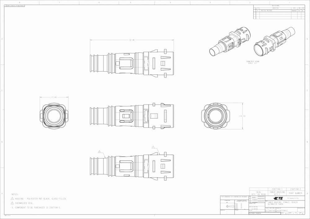 Technical document preview for TE Connectivity 2307194-2