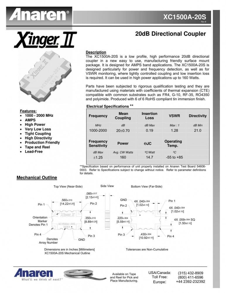 XC1500A-20S datasheet page 1