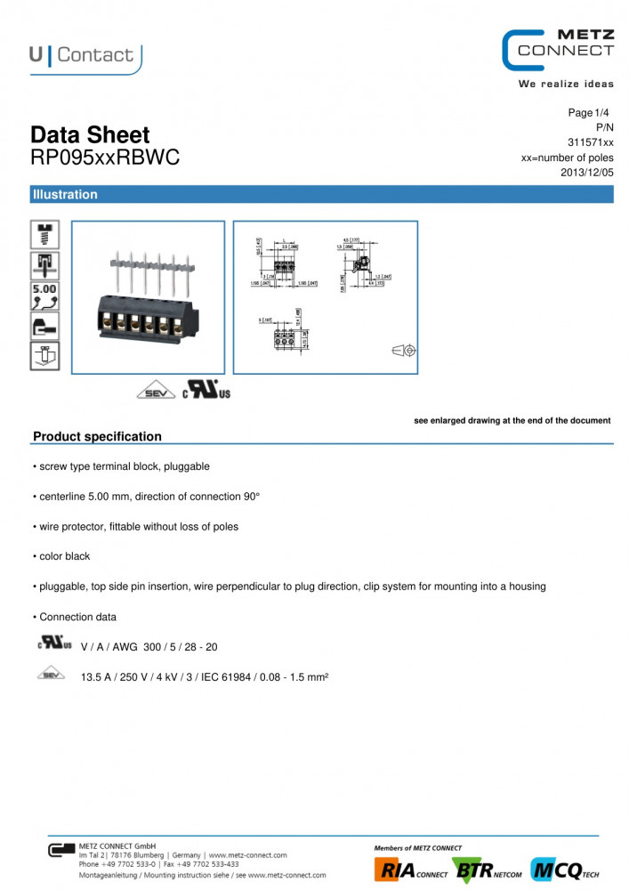 METZ CONNECT 31157103 datasheet page 1