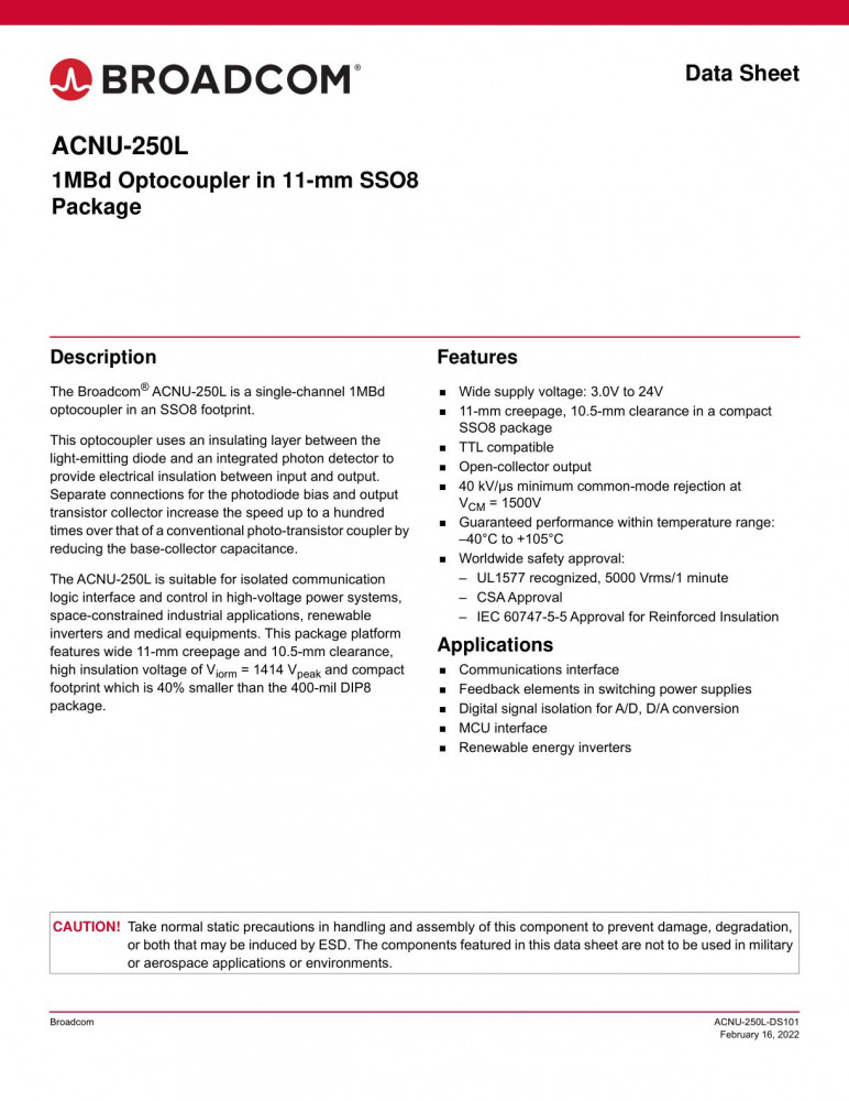 ACNU-250L datasheet page 1