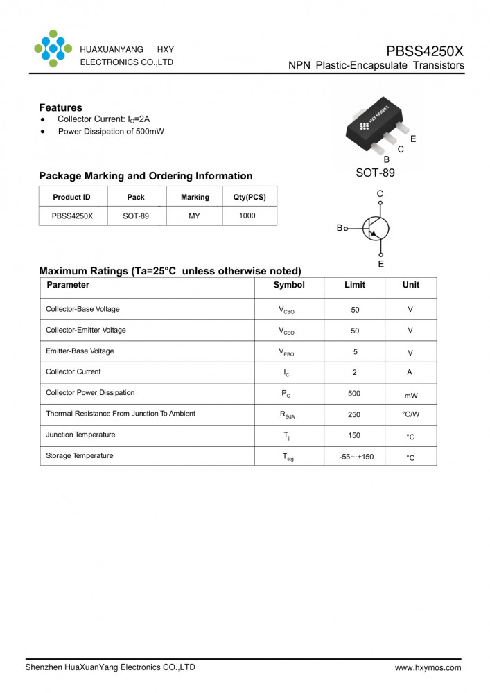 PBSS4250X-HXY datasheet page 1