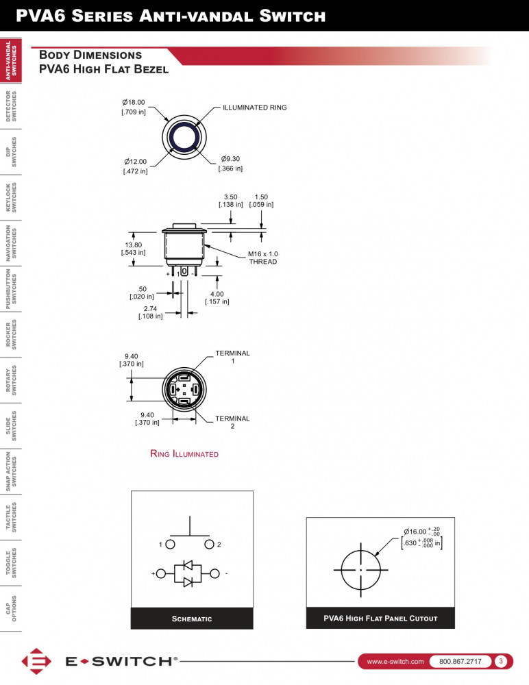 PVA6 high flat bezel drawing