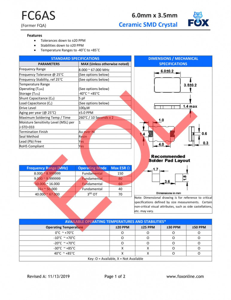 C6AS crystal specification page, image 1