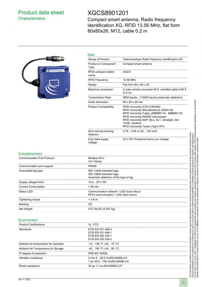 XGCS8901201 technical document page 1