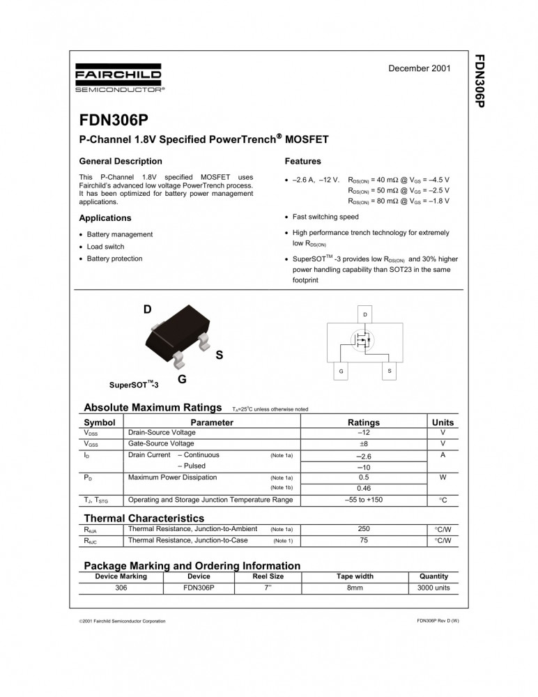 FDN306P datasheet page 2