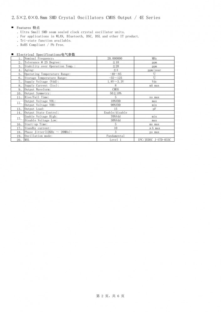 4ESC200C0033L specification page 2