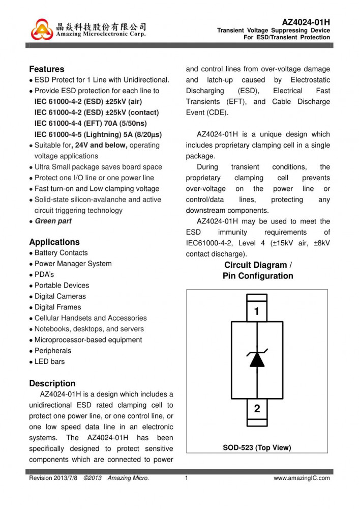 AZ4024-01H datasheet page 1