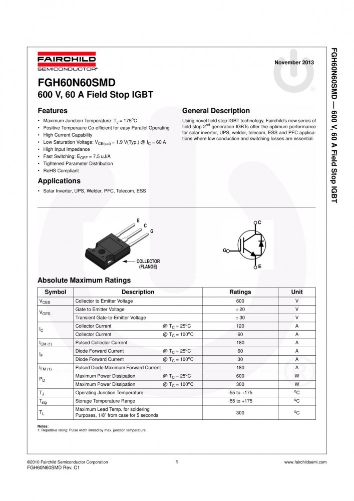 FGH60N60SMD datasheet page 2