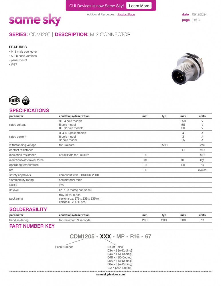 CDM1205 datasheet page 1