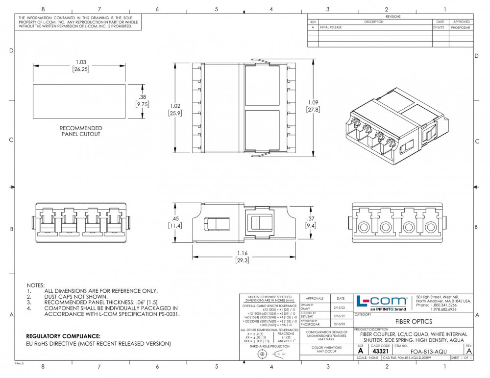 FOA-813-AQU technical drawing preview