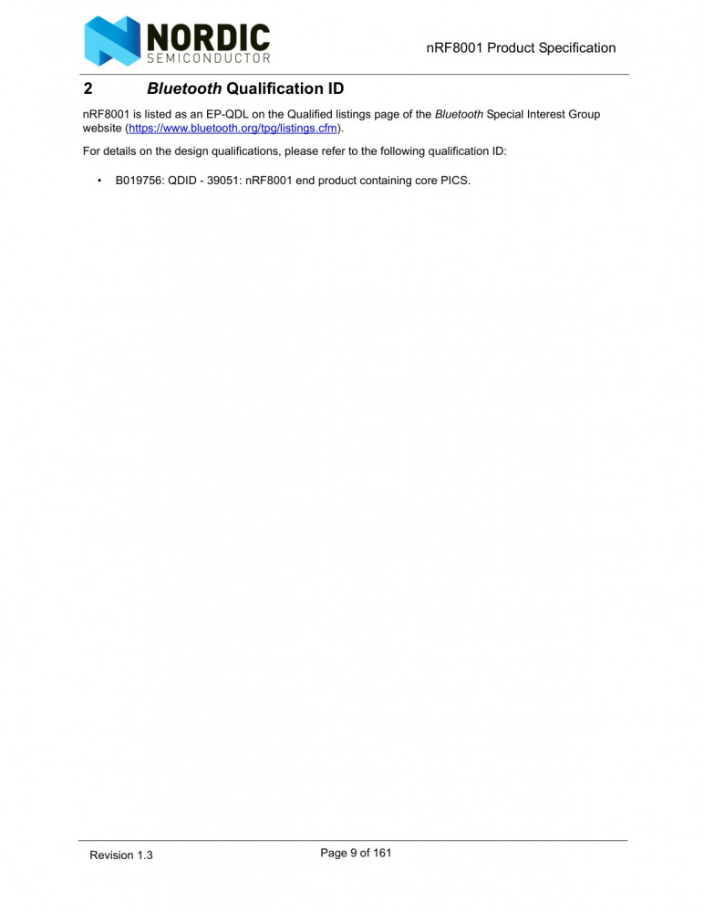 nRF8001 product specification page 9